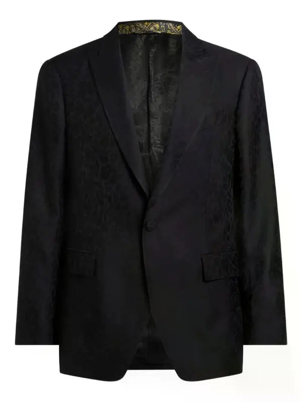 Etro Single-breasted Jacket In Wool- And Cotton-blend Jacquard Fabric With Animal Motif