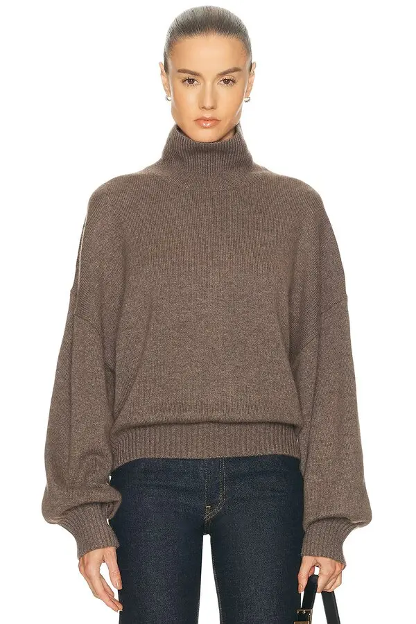 EAVES Ellara Oversized Mock Neck Knit - Dark Taupe