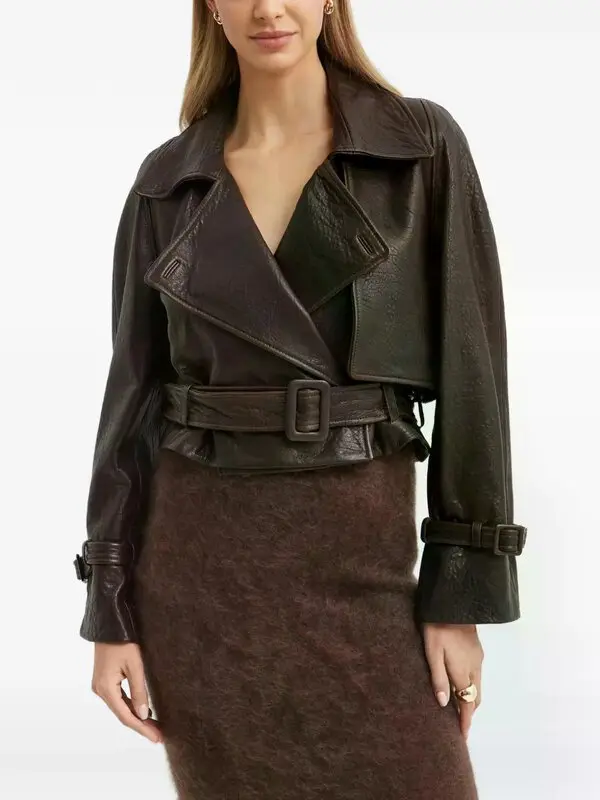 Nour Hammour Cut-out Collar Belted Jacket