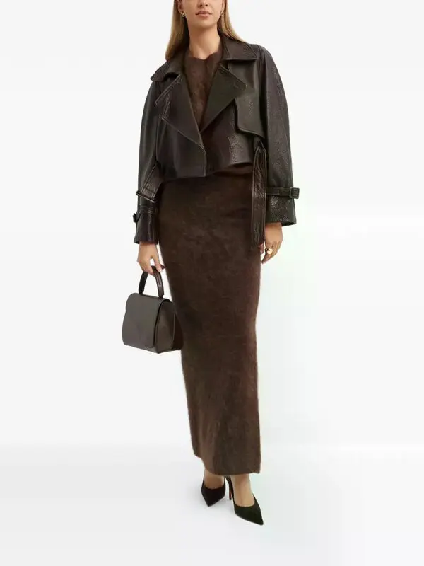 Nour Hammour Cut-out Collar Belted Jacket