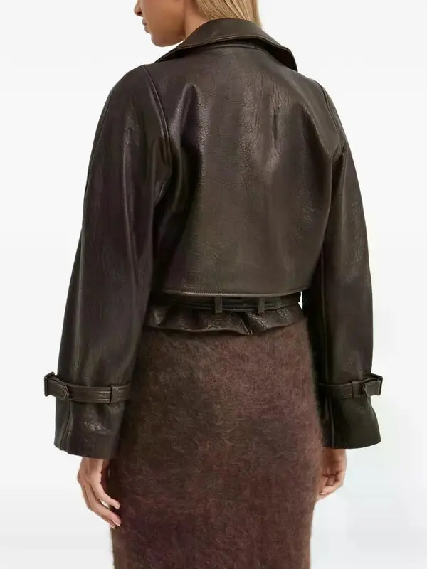 Nour Hammour Cut-out Collar Belted Jacket