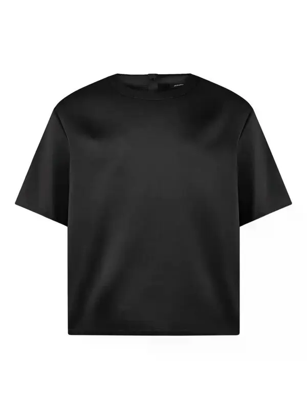 Manière De Voir Satin Crew-neck T-shirt - Black