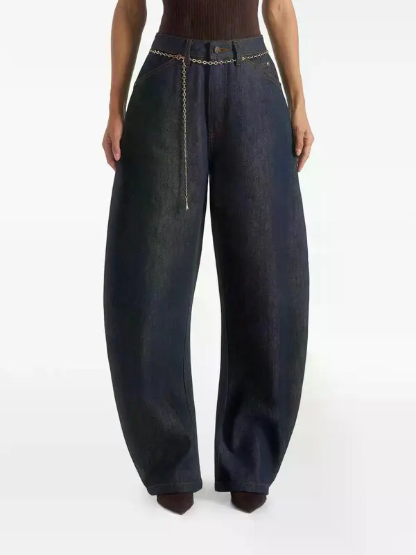 Manière De Voir Hourglass Barrel Leg Jeans With Chain Detail - Blue