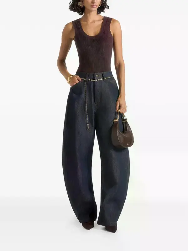 Manière De Voir Hourglass Barrel Leg Jeans With Chain Detail - Blue