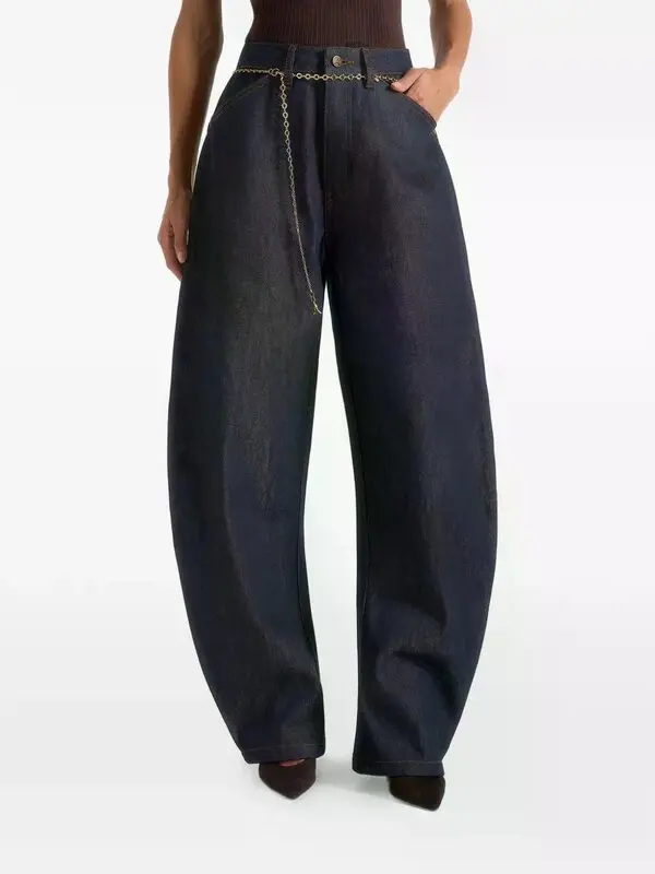 Manière De Voir Hourglass Barrel Leg Jeans With Chain Detail - Blue