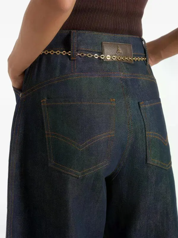 Manière De Voir Hourglass Barrel Leg Jeans With Chain Detail - Blue