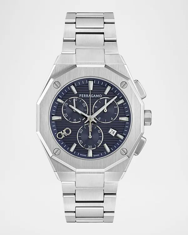 FERRAGAMO Edge Chrono 42mm Bracelet Watch - Stainless