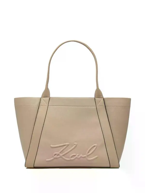 Karl Lagerfeld Signature-embossed Tote Bag - Neutrals