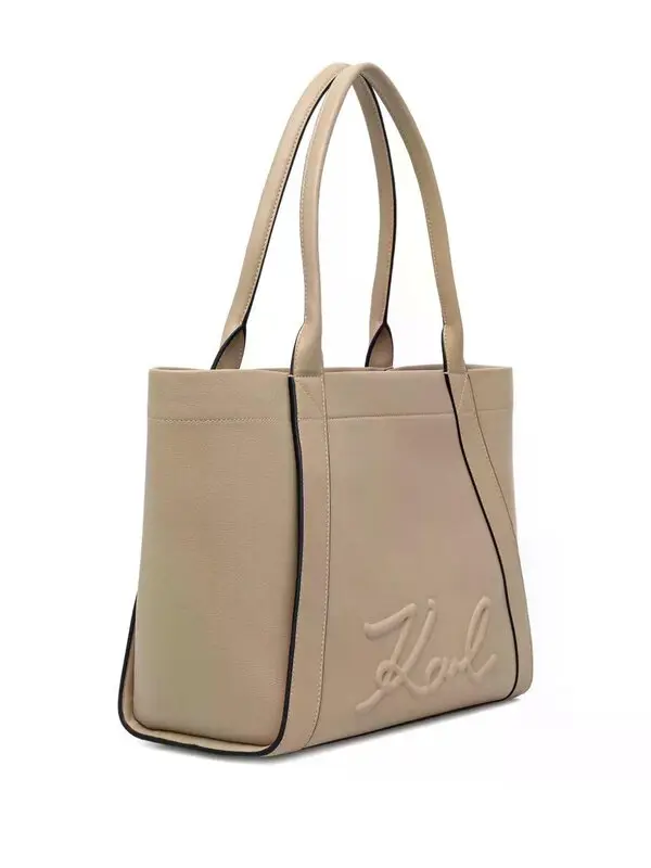 Karl Lagerfeld Signature-embossed Tote Bag - Neutrals
