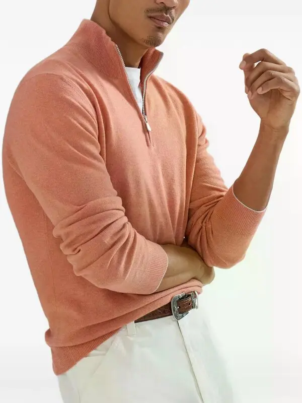 Brunello Cucinelli Half-zip Cashmere Sweater - Orange