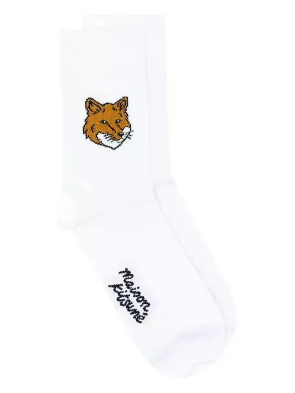 Maison Kitsuné Fox-head Socks - White
