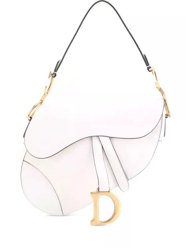 Dior Saddle Handbag Leather Medium Shoulder Bag - White