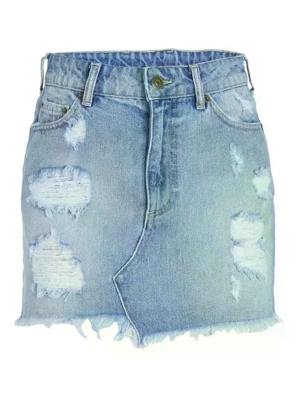 SEROYA Distressed Frayed Mini Skirt
