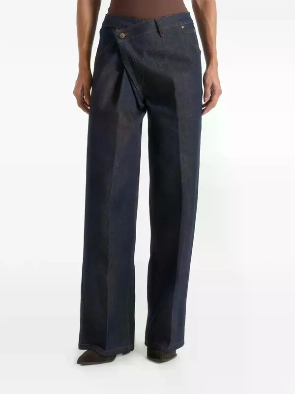Manière De Voir Wrapover Denim Wide Leg Jeans - Blue