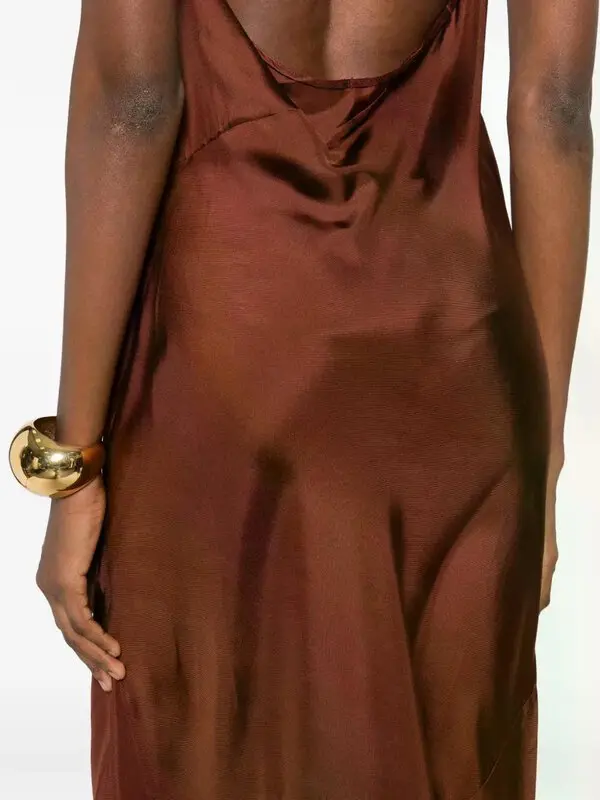 ST. AGNI Halterneck Twill Maxi Dress - Brown