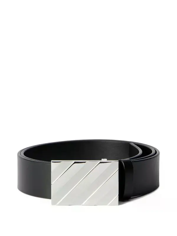 Off-White Diagonal Buckle Leather Belt - Black