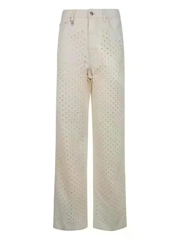 Amiri Laser-cut Wide Leg Denim - Neutrals