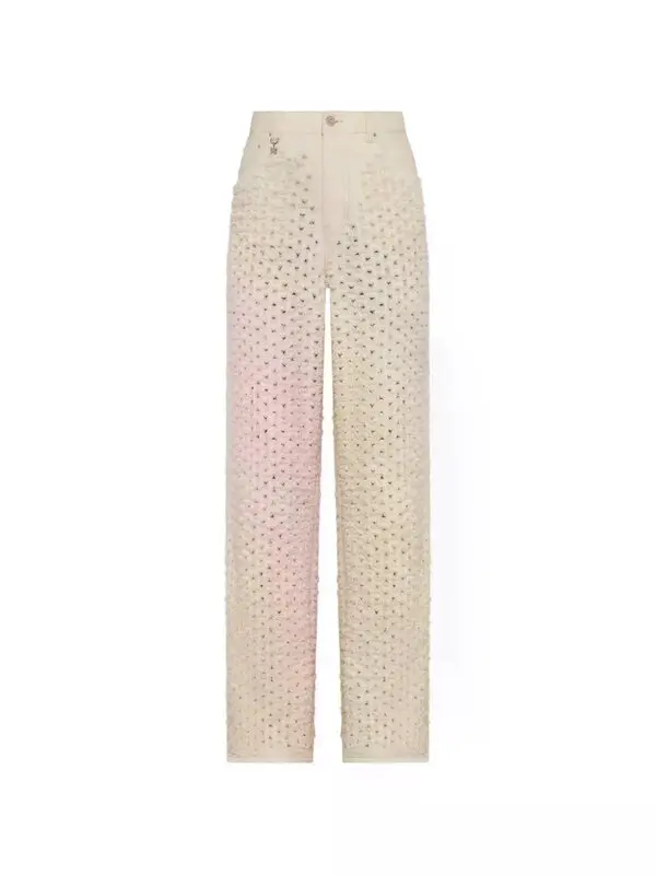 Amiri Laser-cut Wide Leg Denim - Neutrals