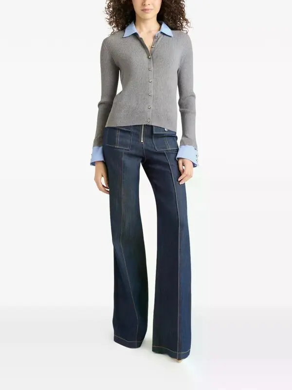 Cinq À Sept Ribbed Buttoned Cardigan - Grey