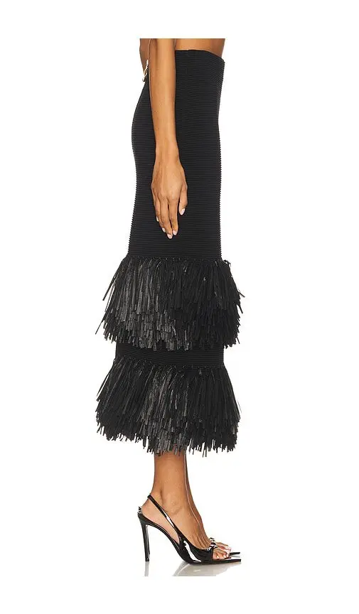 Aje Knit Raffia Tiered Midi Skirt