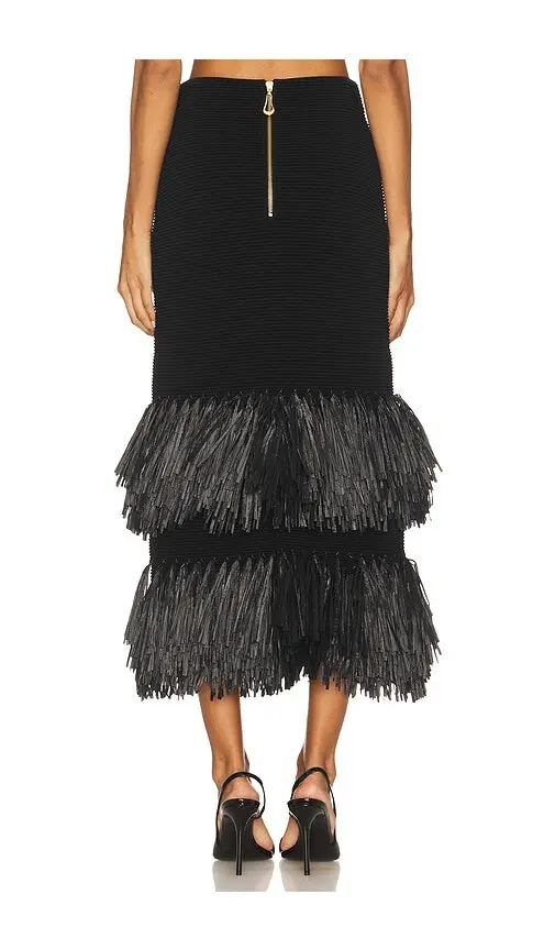 Aje Knit Raffia Tiered Midi Skirt
