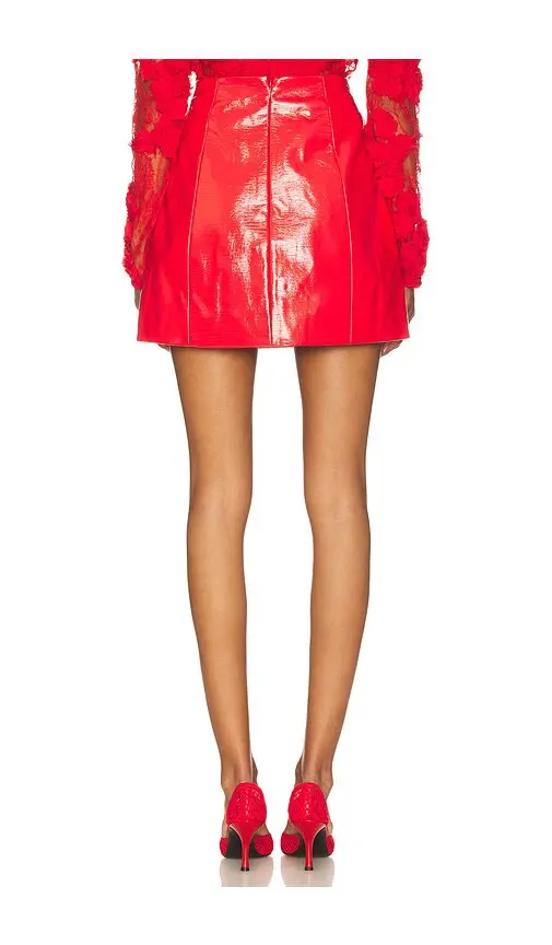 AKNVAS Liva Faux Leather Skirt - Red