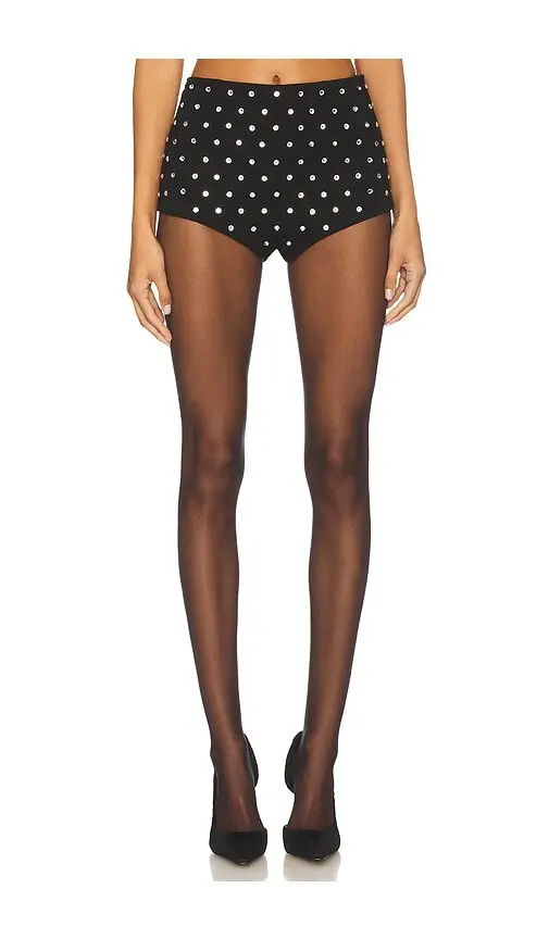 ANIYE RECORDS Ana Embellished Rhinestone Shorts - Black