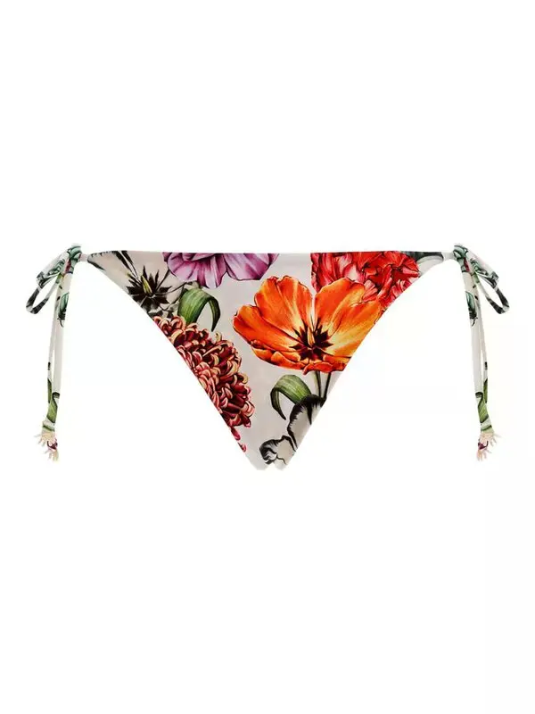 Agua Bendita Alegria Floral-print Bikini Bottom - White