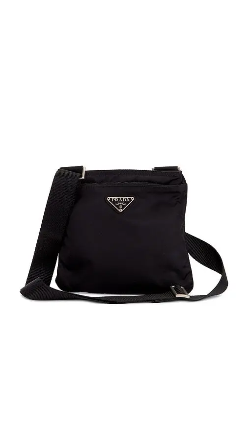 FWRD RENEW Prada Tessuto Flat Messenger Bag - Black