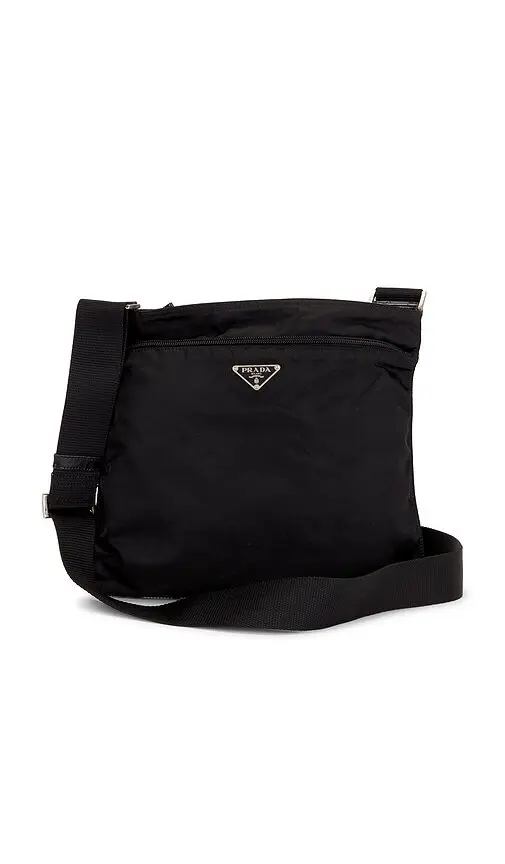 FWRD RENEW Prada Tessuto Flat Messenger Bag - Black