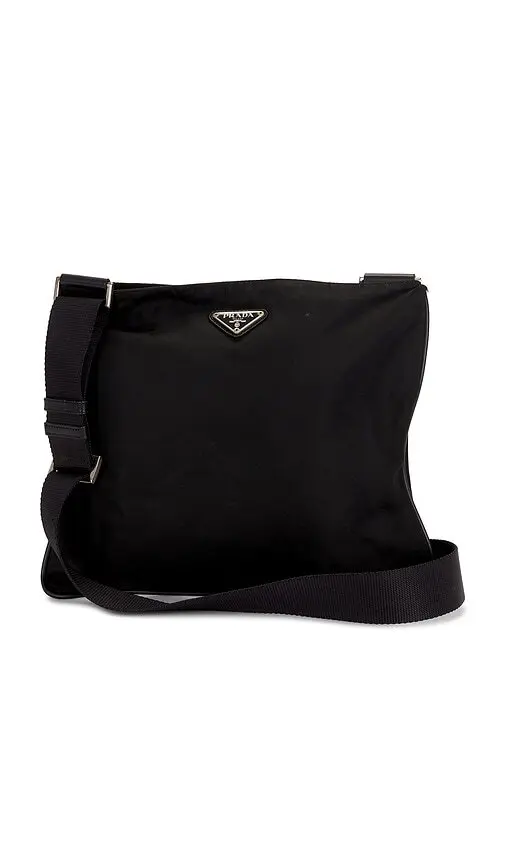 FWRD RENEW Prada Tessuto Flat Messenger Bag - Black