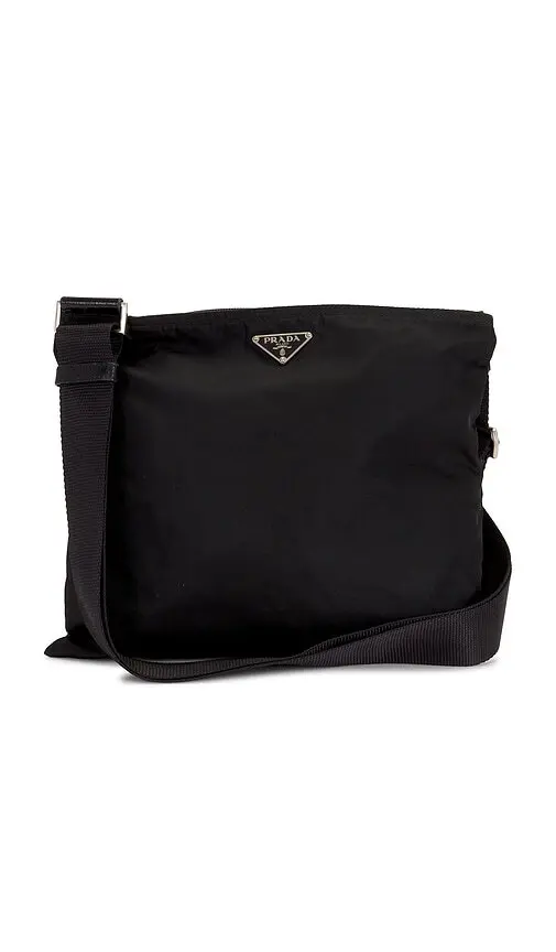 FWRD RENEW Prada Tessuto Flat Messenger Bag - Black