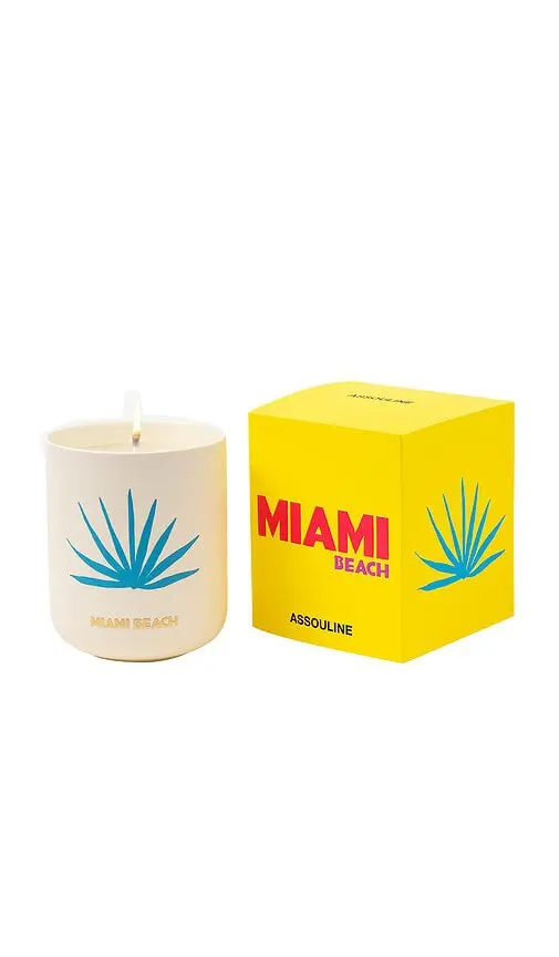 Assouline Miami Beach Travel From Home Candle In Cream,blue - Yellow