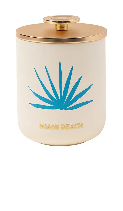 Assouline Miami Beach Travel From Home Candle In Cream,blue - Yellow