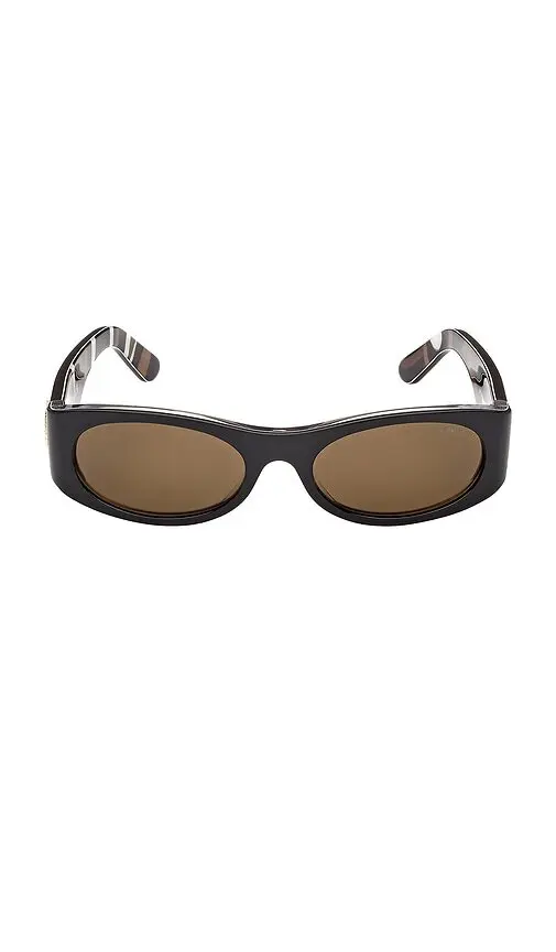 Emilio Pucci Oval Sunglasses - Shiny Black  Khaki  & Brown
