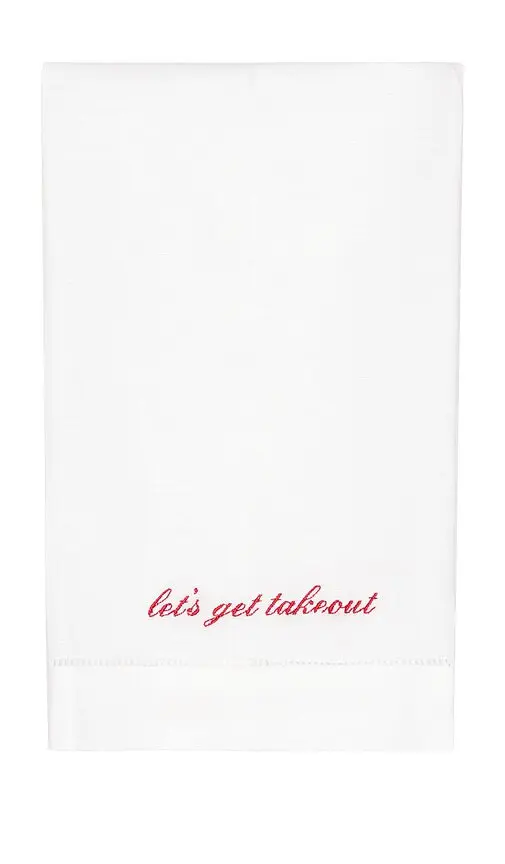 ABBODE Let's Get Takeout Tea Towel In White - N,a