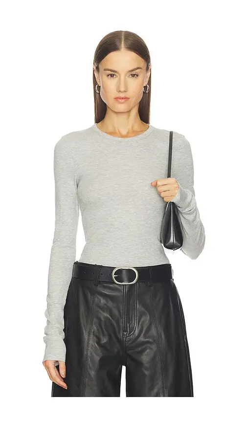 GRLFRND Crew Neck Extra Long Sleeve Tee - Heather Grey
