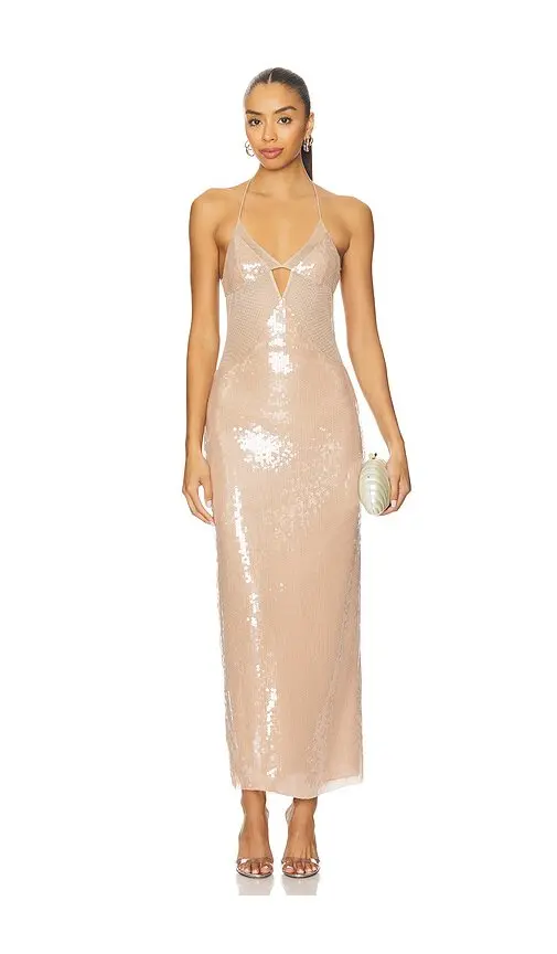 CEREN OCAK Sequin Cut-out Halterneck Dress