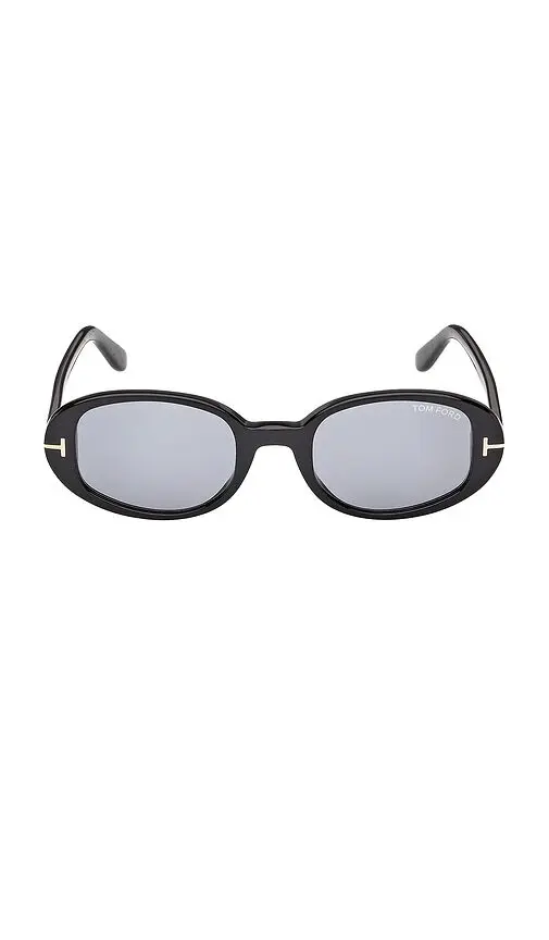 TOM FORD Oval Sunglasses - Shiny Black & Smoke