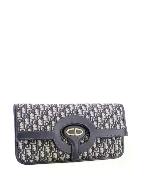 Dior Fold Over Oblique Canvas Clutch Bag