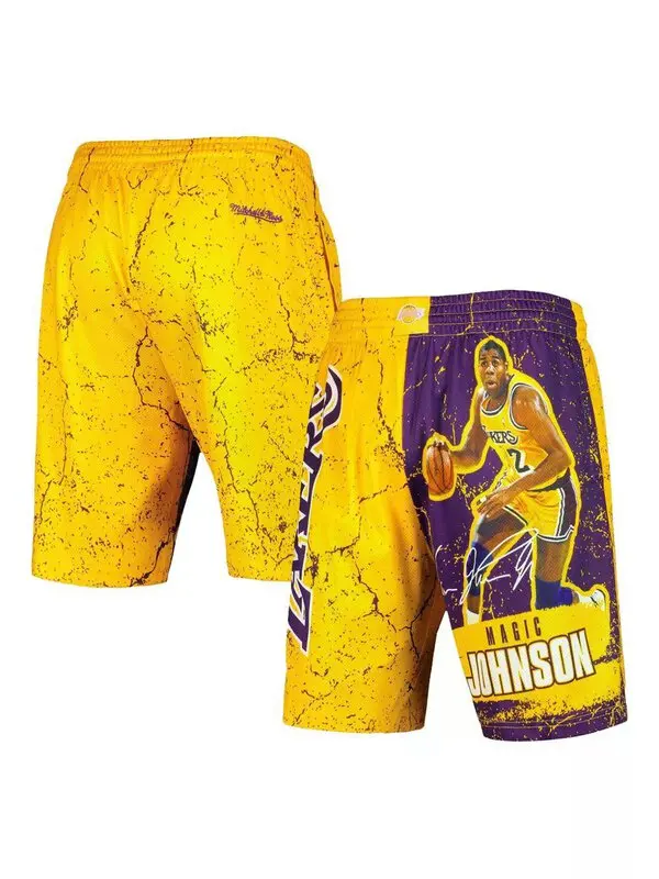 Mitchell & Ness Magic Johnson Los Angeles Lakers Hardwood Classics Shorts - Yellow
