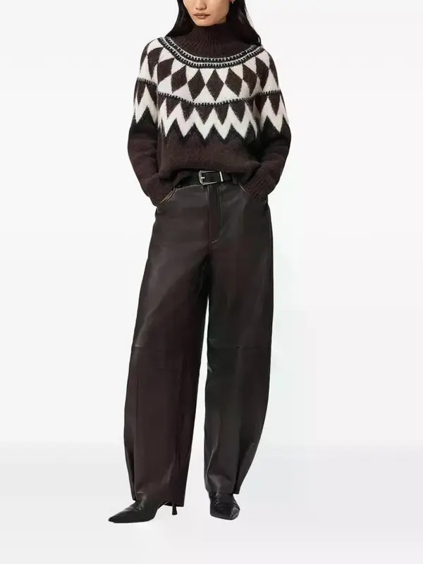 ALLSAINTS Tara Diamond-pattern Roll-neck Sweater - Brown