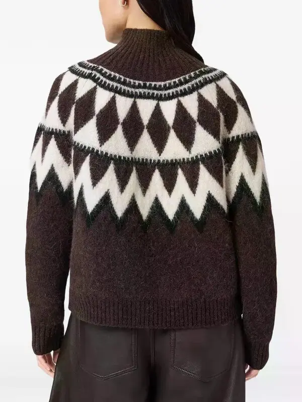ALLSAINTS Tara Diamond-pattern Roll-neck Sweater - Brown