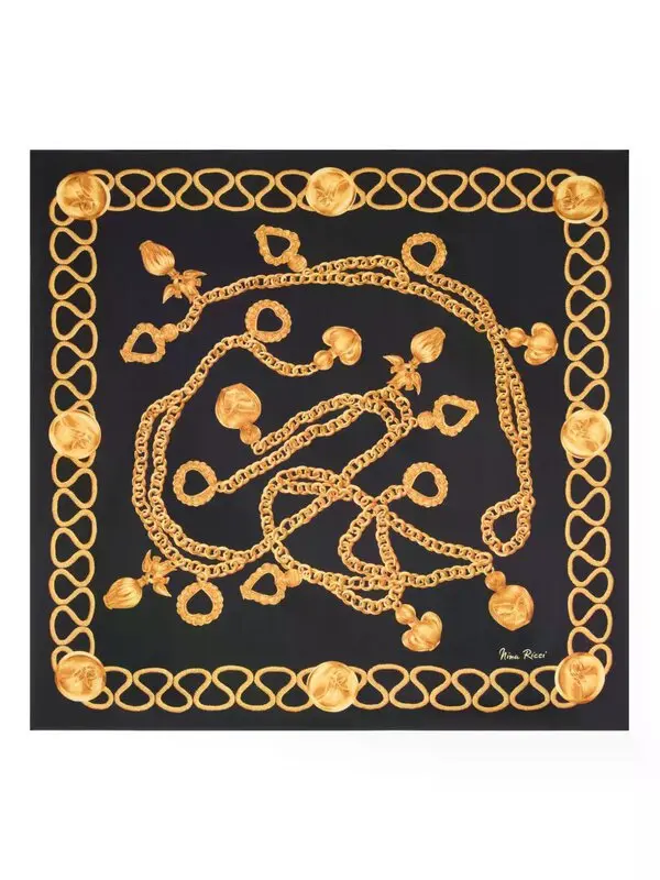 Nina Ricci Chains Silk Scarf - Black