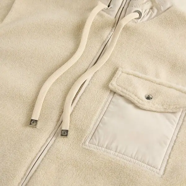 Moncler Teddy Fleece Zip-up Jacket - Beige