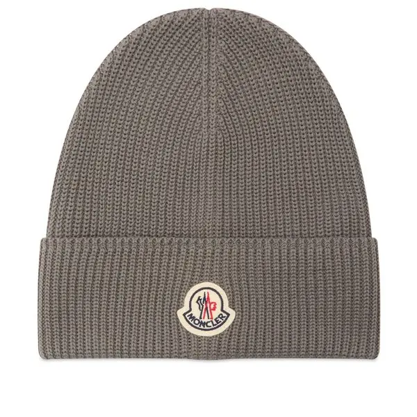 Moncler Cotton Logo Beanie - Grey