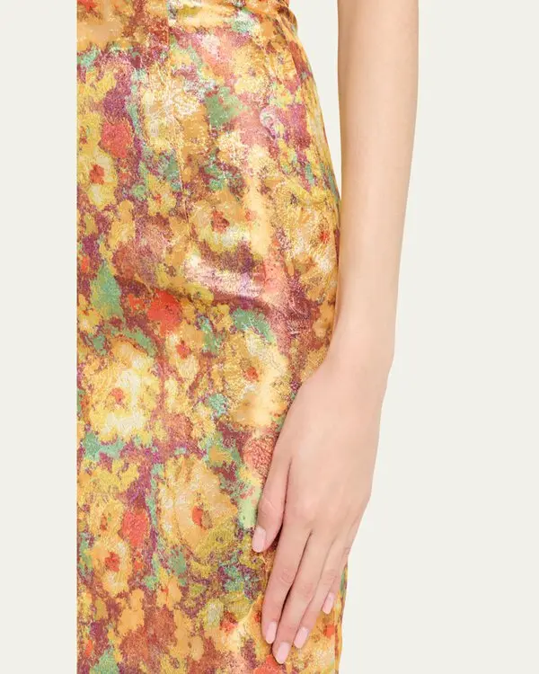 MARKARIAN Gloria Metallic Floral Jacquard Off-the-shoulder Dress