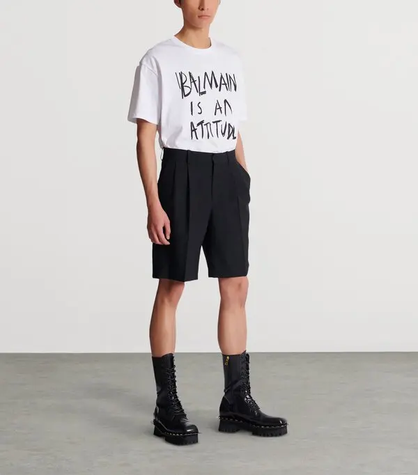 Balmain Virgin Wool Pleated Shorts