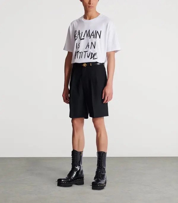 Balmain Virgin Wool Pleated Shorts