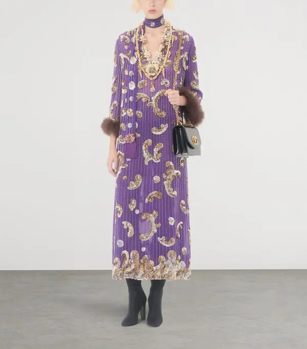 Valentino Garavani Embellished Silk Dress